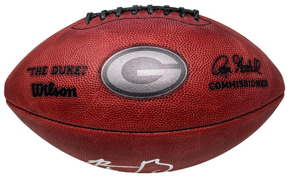 AARON RODGERS Autographed Duke Metallic Packers Logo Football FANATICS ...